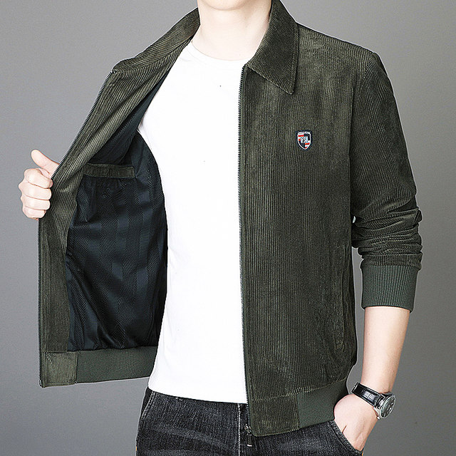 Corduroy jacket men's 2024 new lapel jacket spring, autumn and winter ...