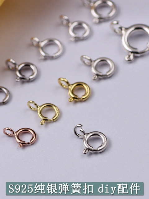 S925 sterling silver buckle Italy imported spring buckle thickened necklace buckle bracelet ...