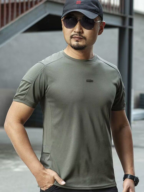 Summer outdoor sports round neck loose tactical short-sleeved special ...
