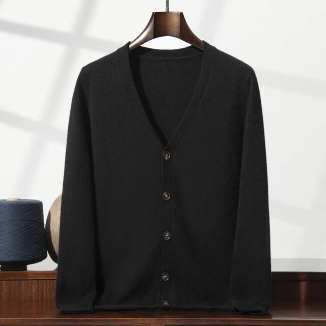 High -end light luxury male cashmere cardigan V -neck sweater cardigan ...