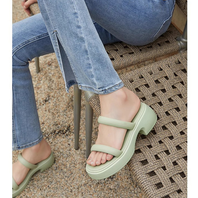 Simple and versatile flip-flops, high heels, heightening sandals for ...