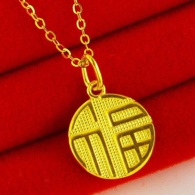 Authentic gold necklace 9999 pure gold women's model young national ...