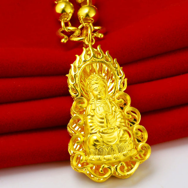 Genuine gold necklace 9999 pure gold pendant for men and women real ...