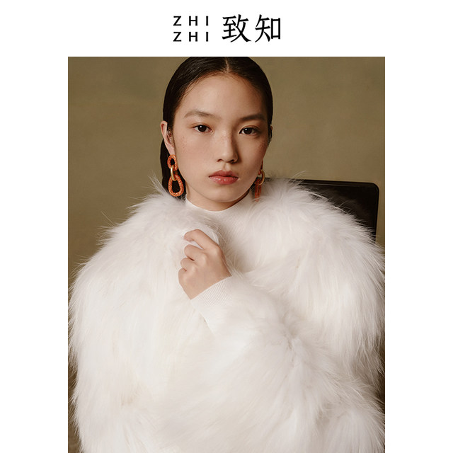 Zhizhi Youyouxian fur jacket for women 2023 winter new raccoon wool heavy weaving white