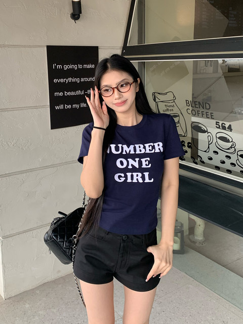 3MER Oh, three girls letter printing front shoulder short-sleeved T-shirt for women 2025 spring ...