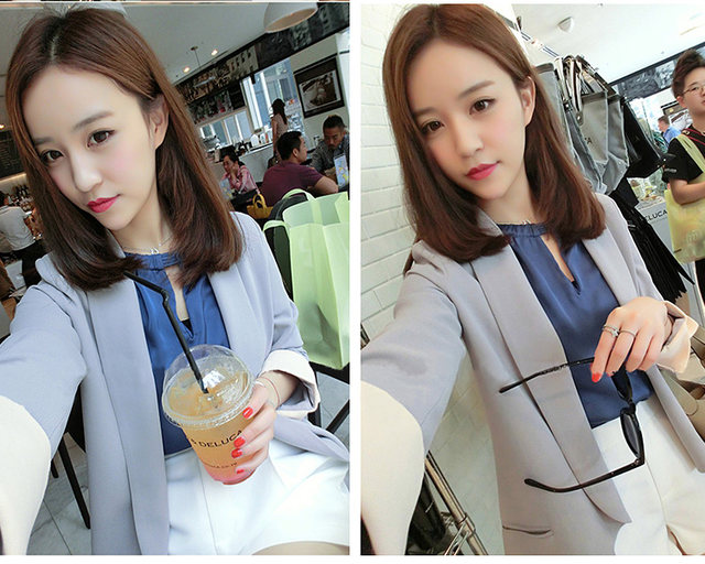 Spring and Autumn Double Layer Chiffon Suit Women's Korean Style Large ...