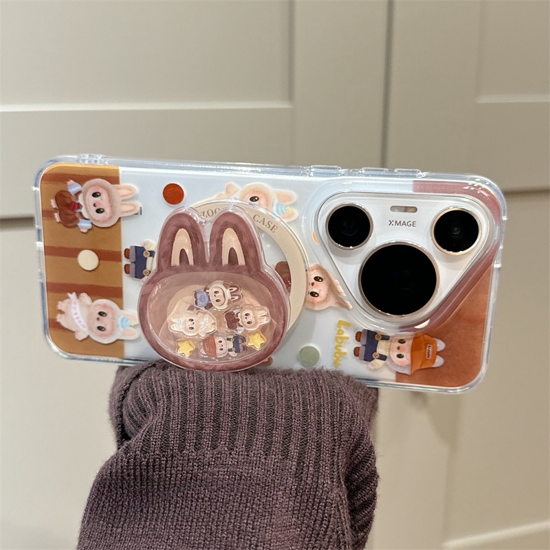 Cute Meladra Bubu Shaking Magnetic Snap Bracket Pura70 Applicable to Huawei Mate70 Mobile Case ...