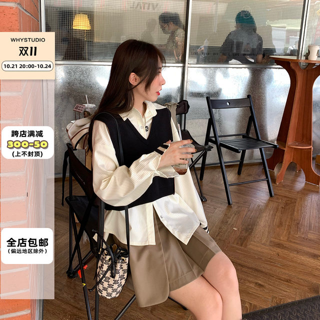 WHYSTUDIO retro striped shirt women's design niche spring and autumn ...