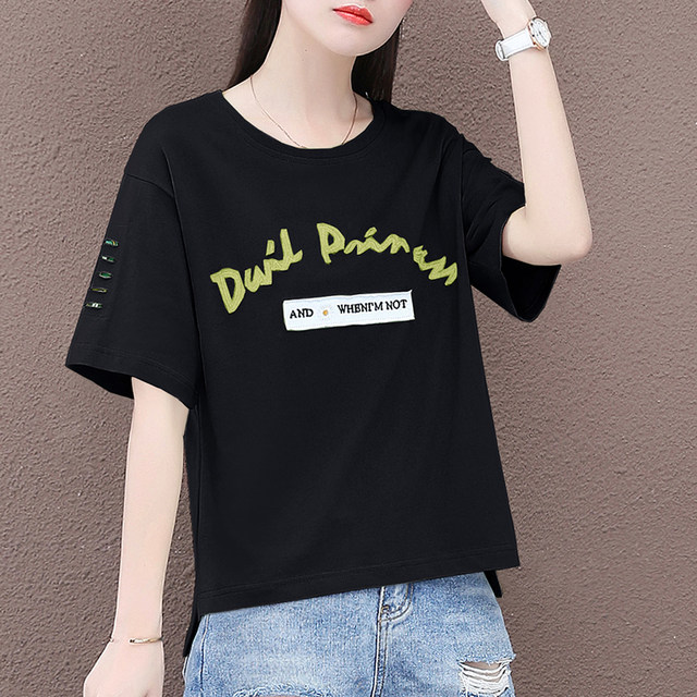Pure cotton short-sleeved t-shirt for women 2024 summer new style t ...