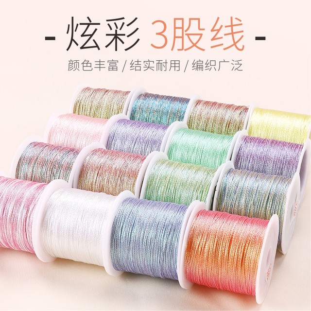 Symphony colored strands 3 strands hand-woven gold rope bracelet ...