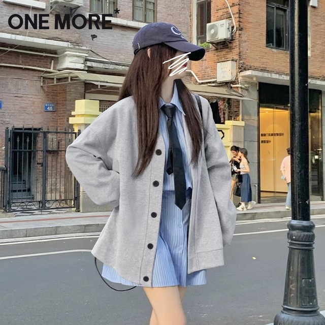 Onemore sweater coat women's clothing autumn and winter 2024 new explosion Korean V -neck loose ...