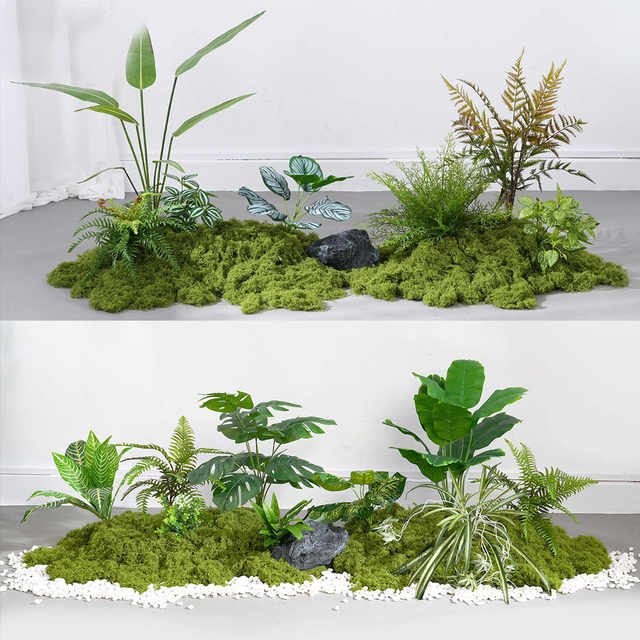 Simulation green plant landscaping room Landscape window staircase ...