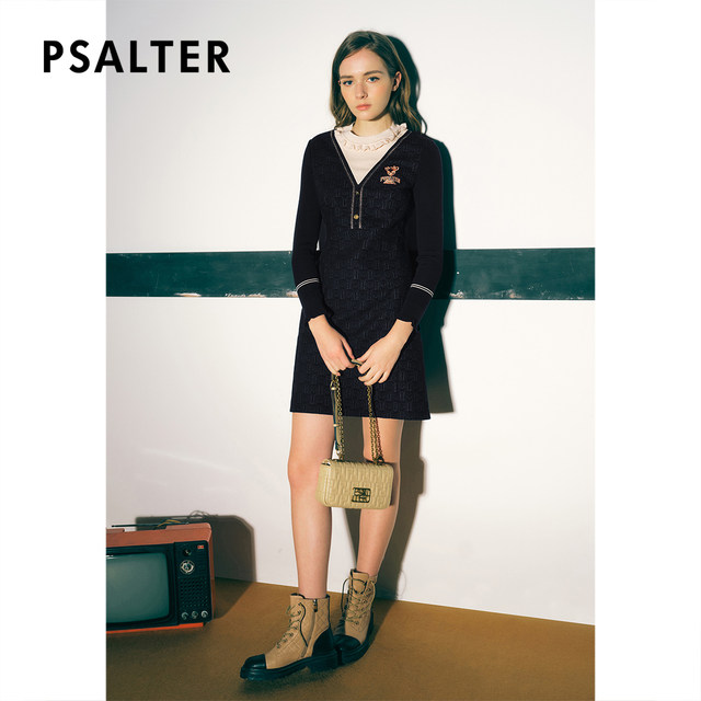 PSALTER poetry winter fashion slim v-neck wool dress