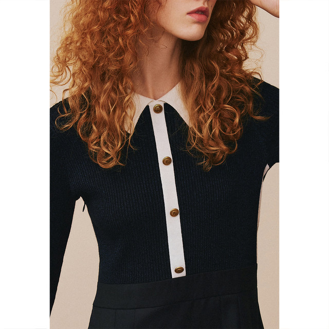 PSALTER Psalm 2023 Autumn contrasting lapel fake two wool knitted skirt ...