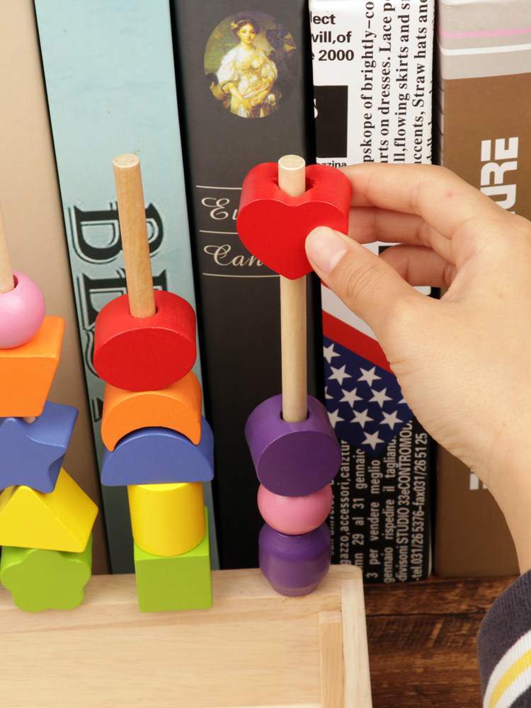 Wooden Shape Sorter Beads - Color & Shape Recognition Toy