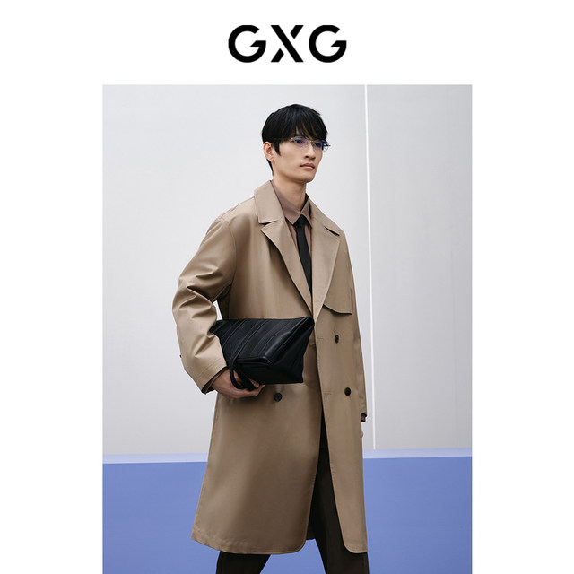 GXG men's clothing brown lapel long windbreaker jacket 24 years spring GFX10800971
