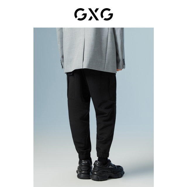 GXG Men's Black Close Workers Trunk Pants 22 years of autumn new product ripple geometric series
