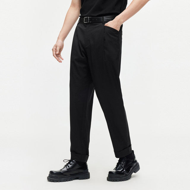 GXG men's black versatile simple casual tapered nine-point pants 2024 ...