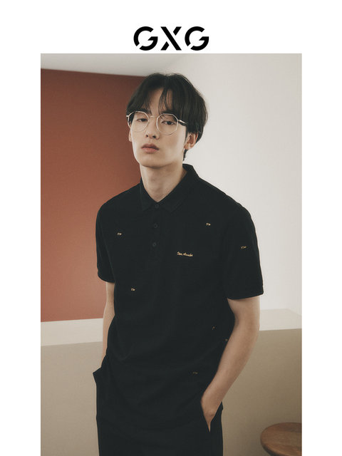GXG men's multi-color full-body embroidered T-shirt POLO shirt business lapel T-shirt new summer ...