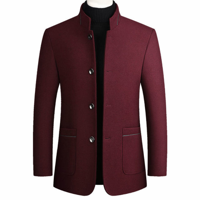 High -end quality autumn men's jackets outer liquor red wool woolen ...