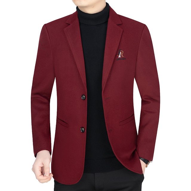 High -end 24 autumn new middle -aged men's wine red suit jacket casual ...