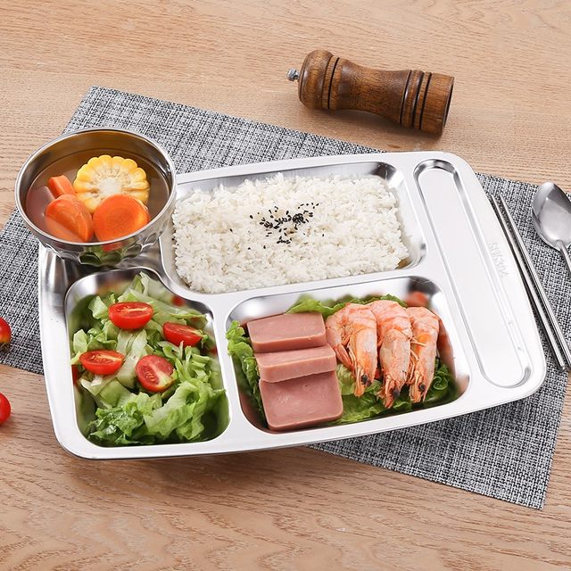 School Student Tableware Kindergarten Round 304 Stainless Steel Fast ...