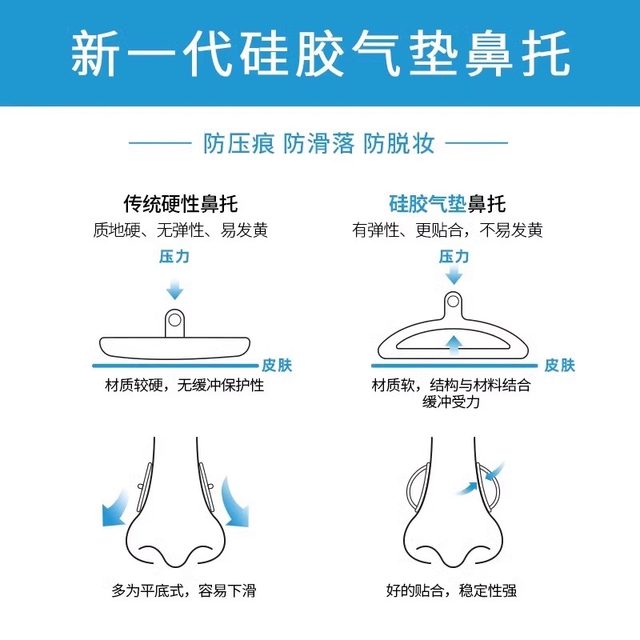 Air bag glasses nose pad silicone super soft anti-indentation anti-slip ...