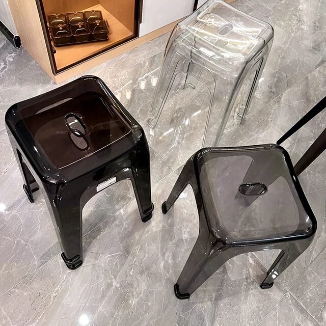 Plastic transparent acrylic stools can stack the household thickened ...