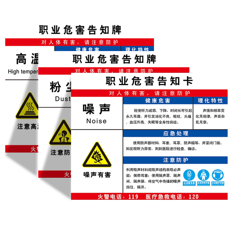 Occupational hazard notification card Warning sign wear earplugs ...