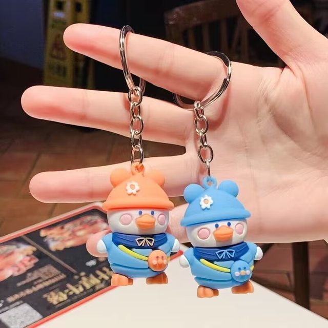 Cartoon cute backpack duck keychain 1
