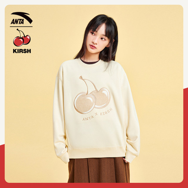 Anta KIRSH joint model 丨 big cherry pullover plus velvet sweater women ...