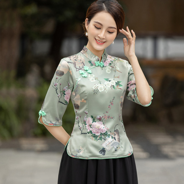 Retro Tang suit Chinese women's top Chinese style plus size women's ...