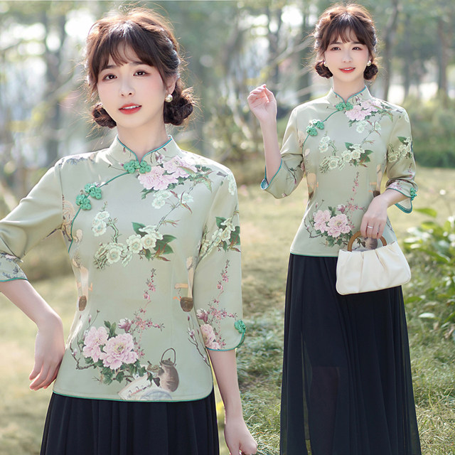 Retro Tang suit Chinese women's top Chinese style plus size women's ...