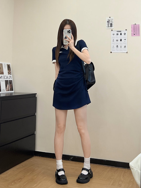 Spot TRYOLO homemade college style polo slim a-line short skirt petite ...