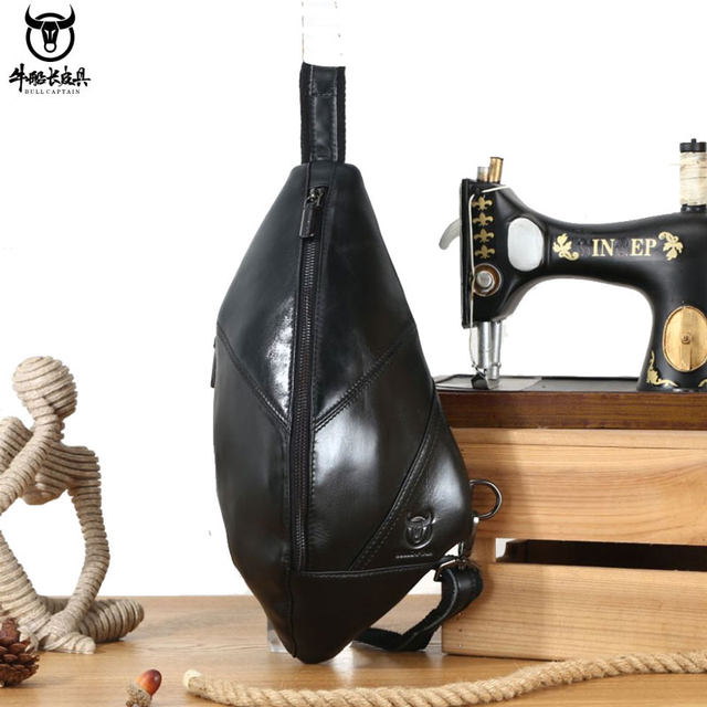 Captain Cow Leather Genuine Leather Chest Bag Men's First Layer Soft ...