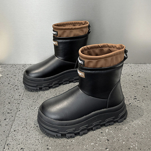 Genuine leather waterproof snow boots for women with velvet and ...