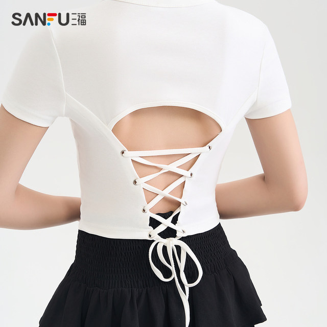 Sanfu short-sleeved T-shirt 2024 new summer slim hot girl slim short ...
