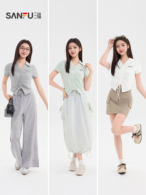 Sanfu short-sleeved T-shirt for women 2025 new summer small person ...