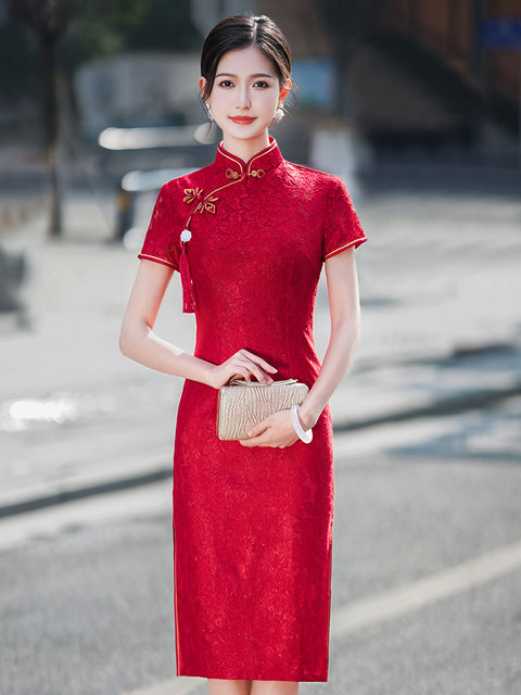 Red Cheongsam for Women 2025 New Summer Daily Wear Improved Young Style ...