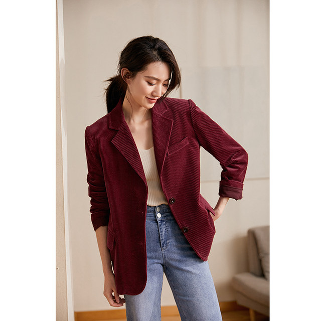 Buyu Spring and Autumn Corduroy Jacket Women's Suit Tops Loose Casual ...