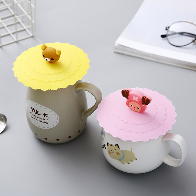 Dust -proof large silicone cup lid food grade cartoon ceramic cup lid ...