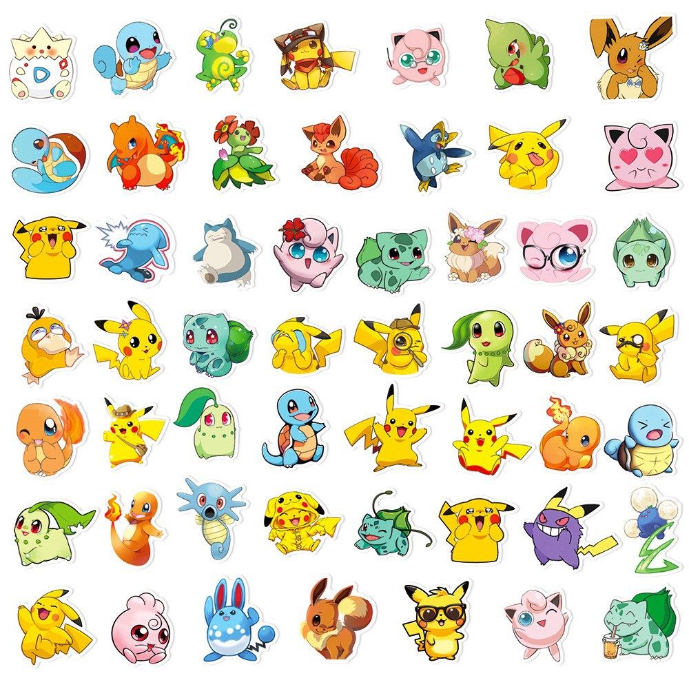 50 cartoon Pokémon Pikachu emoticon stickers laptop phone audio travel ...