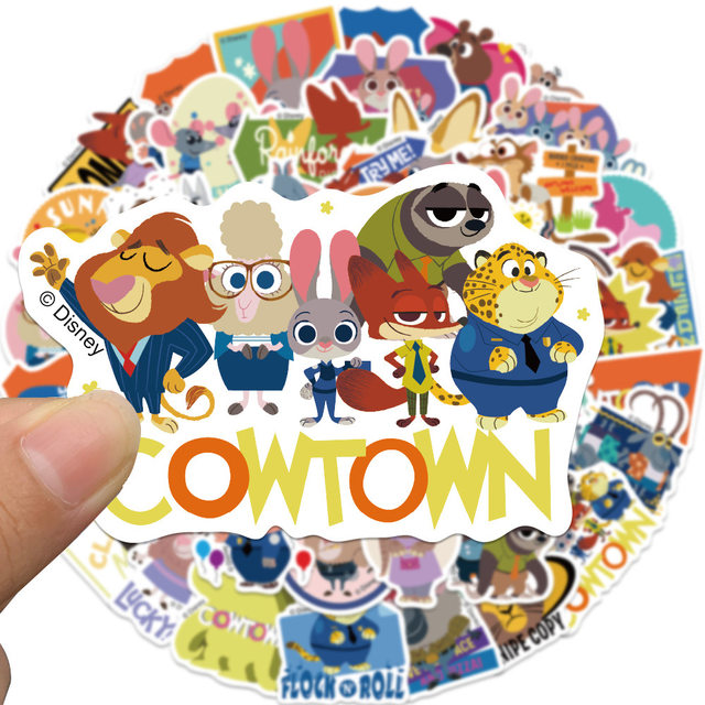 50 Disney Zootopia Cartoon Stickers Laptop Water Cup Guitar Tablet ...