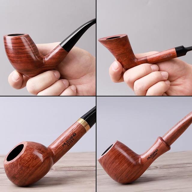 Rosewood pipe men's solid wood handmade old-fashioned cut tobacco pot ...