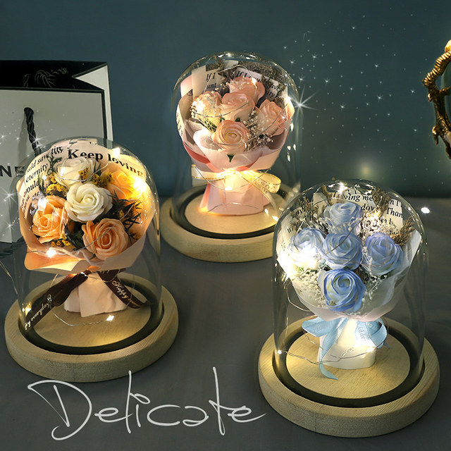 Preserved flower glass cover ornaments, birthday and graduation season ...