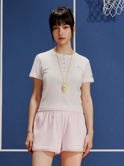 Champion champion t-shirt summer official fashion slim waffle slim knitted short-sleeved top for ...