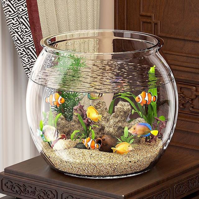 Younai round fish tank plastic one-piece imitation glass anti-fall and ...