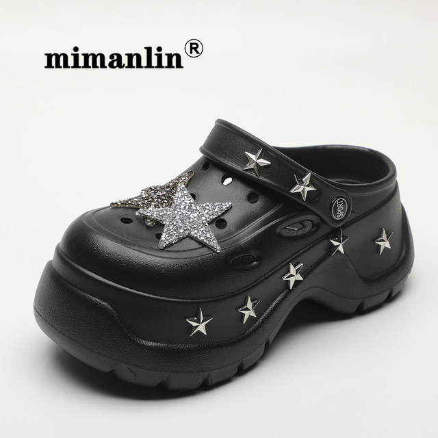 Punk style height-increasing slippers, Crocs, women's summer outer wear ...