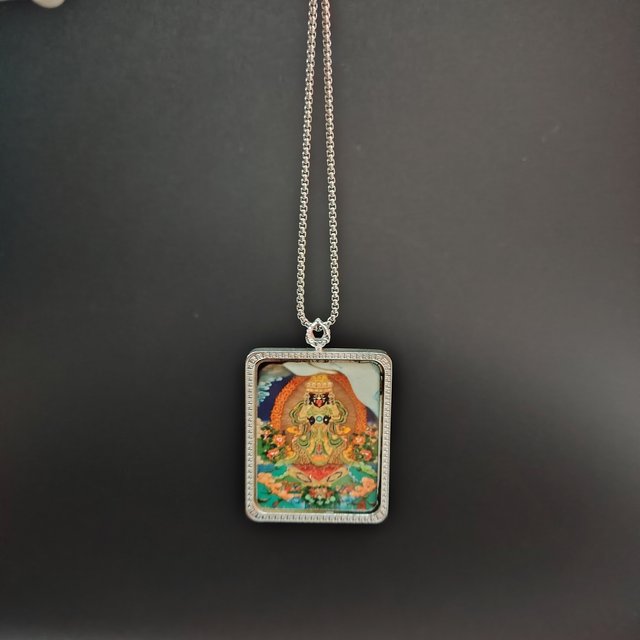 Tibetan Mani treasure thangka painting Gawu box pendant 4*5 double ...