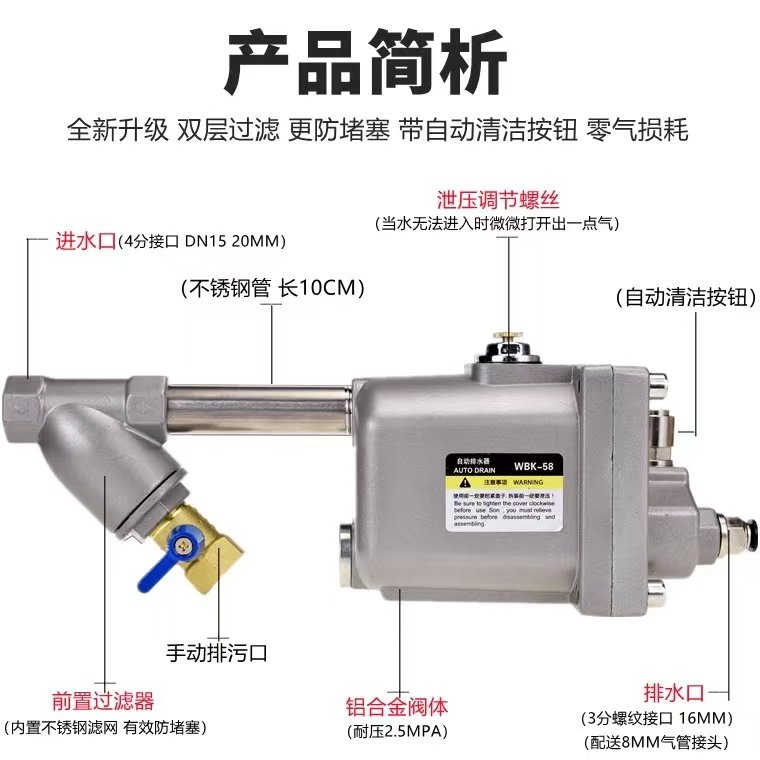WBK-20/WBK-58 Automatic Air Compressor Drain Valve